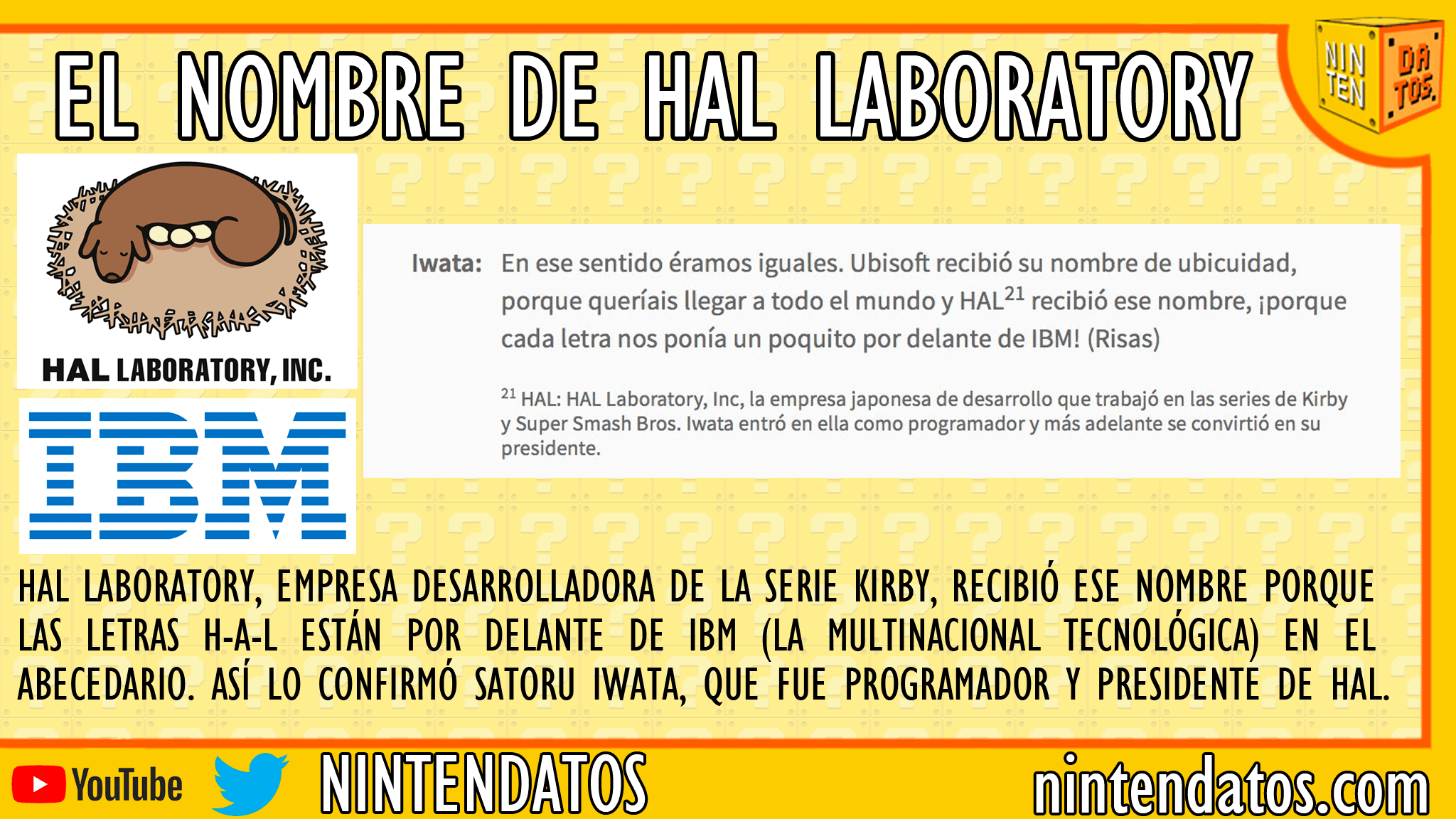 Curiosidades de Nintendo – El nombre de HAL Laboratory – Nintendatos